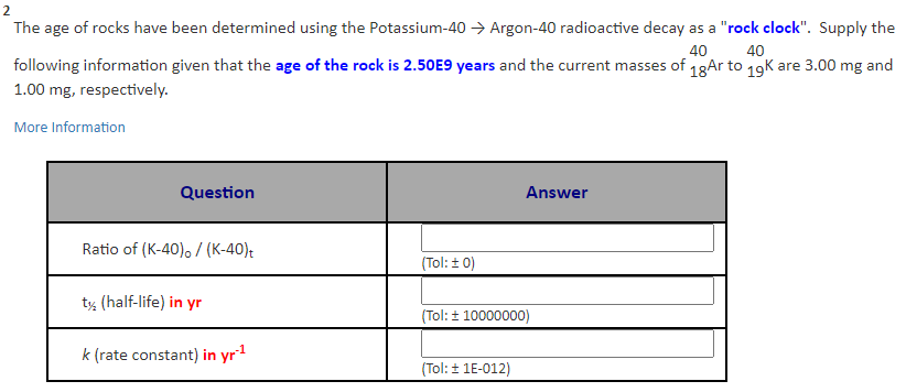 Solved 2 The age of rocks have been determined using the | Chegg.com