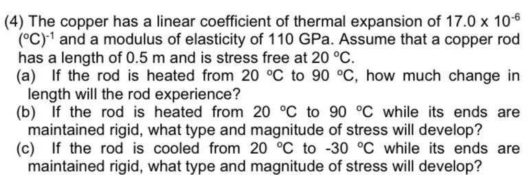 Solved (4) The copper has a linear coefficient of thermal | Chegg.com