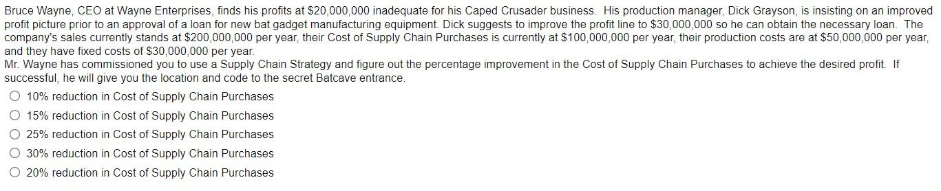 Solved Bruce Wayne, CEO at Wayne Enterprises, finds his | Chegg.com