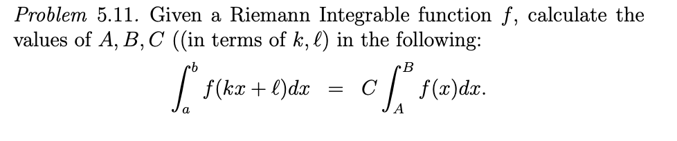 Solved Problem 5.11. Given a Riemann Integrable function f, | Chegg.com