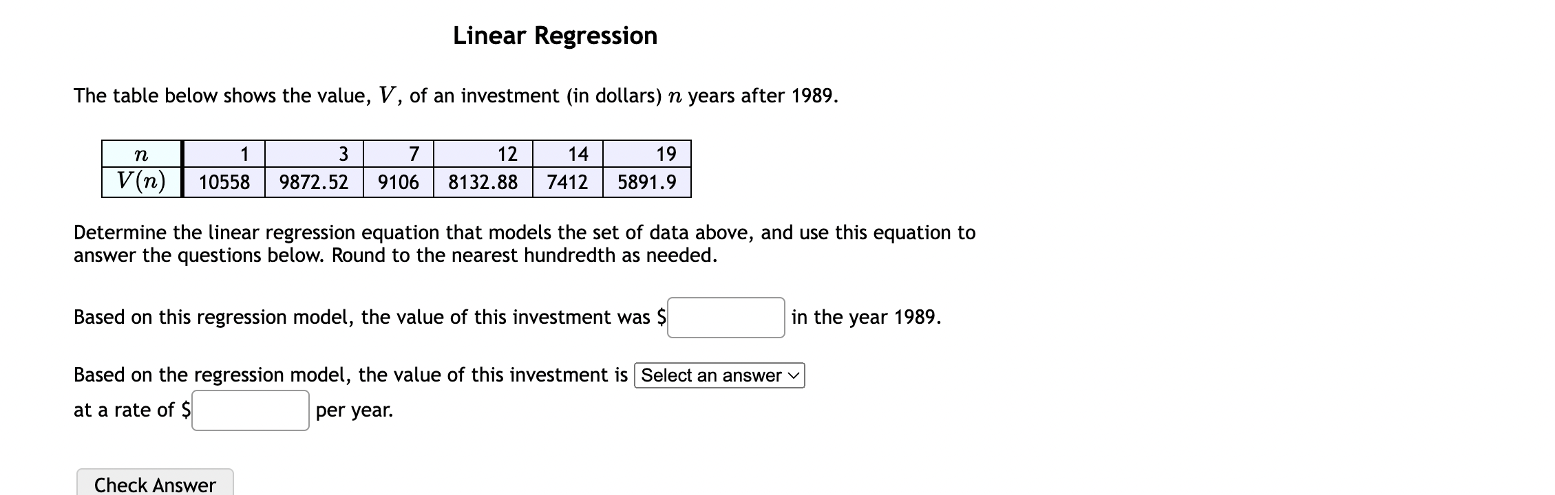 Solved Linear Regression The Table Below Shows The Value V 8541