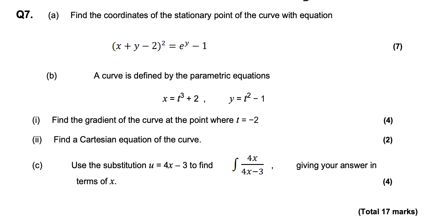 Solved Q7. (a) Find the coordinates of the stationary point | Chegg.com