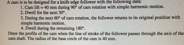 Solved A cam is to be designed for a knife edge follower | Chegg.com