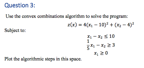 Question 3: Use the convex combinations algorithm to | Chegg.com