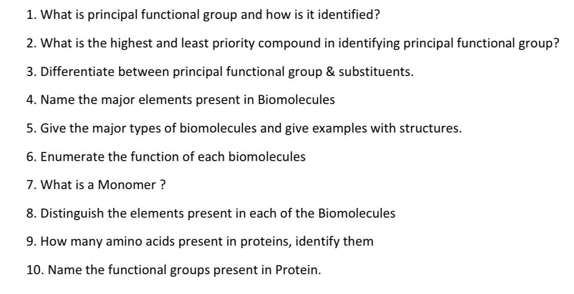 Solved 1. What is principal functional group and how is it | Chegg.com