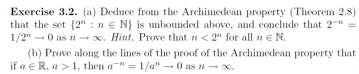 Solved = Exercise 3.2. (a) Deduce from the Archimedean | Chegg.com