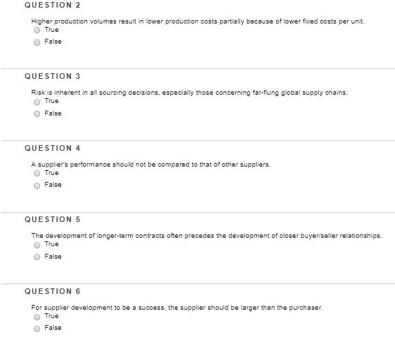 Solved QUESTION 2 Higher production volumes result in lower | Chegg.com