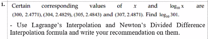Solved 1. Certain corresponding values of X and logio X are | Chegg.com