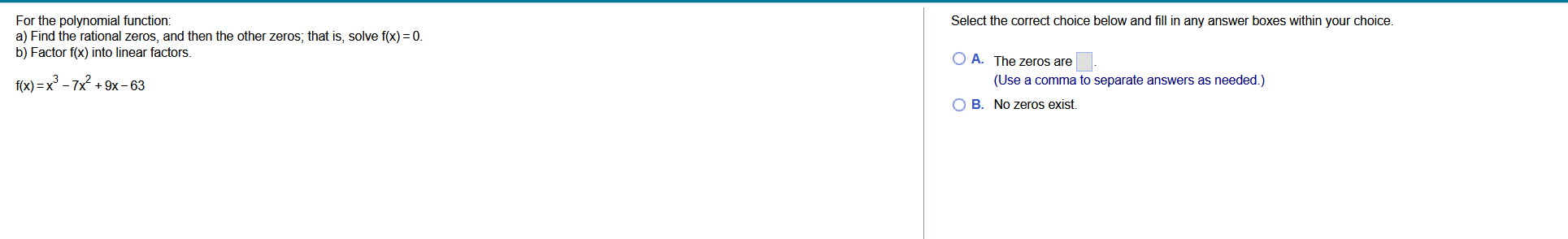 Solved For the polynomial function: Select the correct | Chegg.com