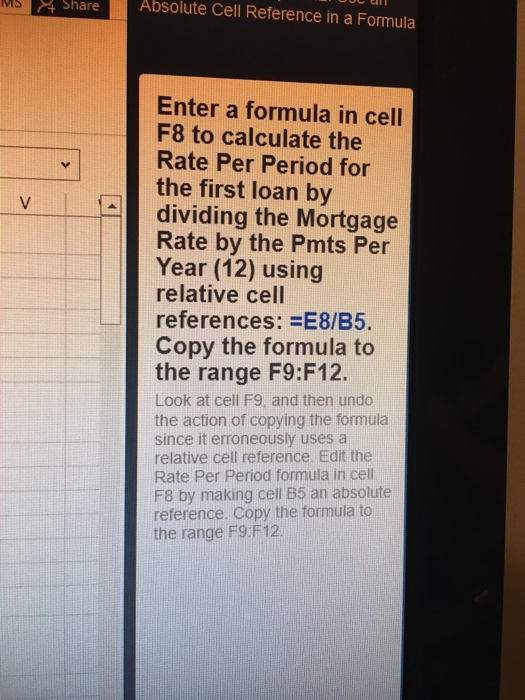 ShareAbsolute MS Cell Reference in a Formula Enter a | Chegg.com
