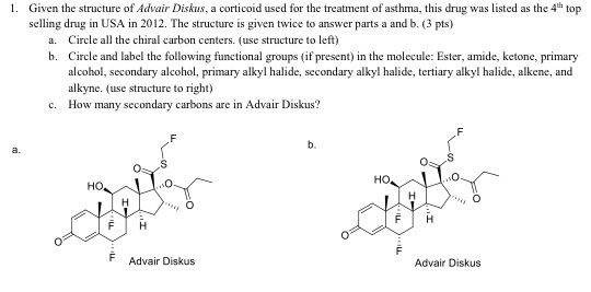 Solved 1. Given the structure of Advair Diskus, a corticoid | Chegg.com