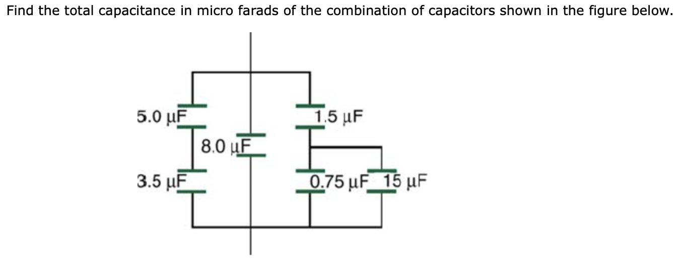 Solved Find the total capacitance in micro farads of the | Chegg.com