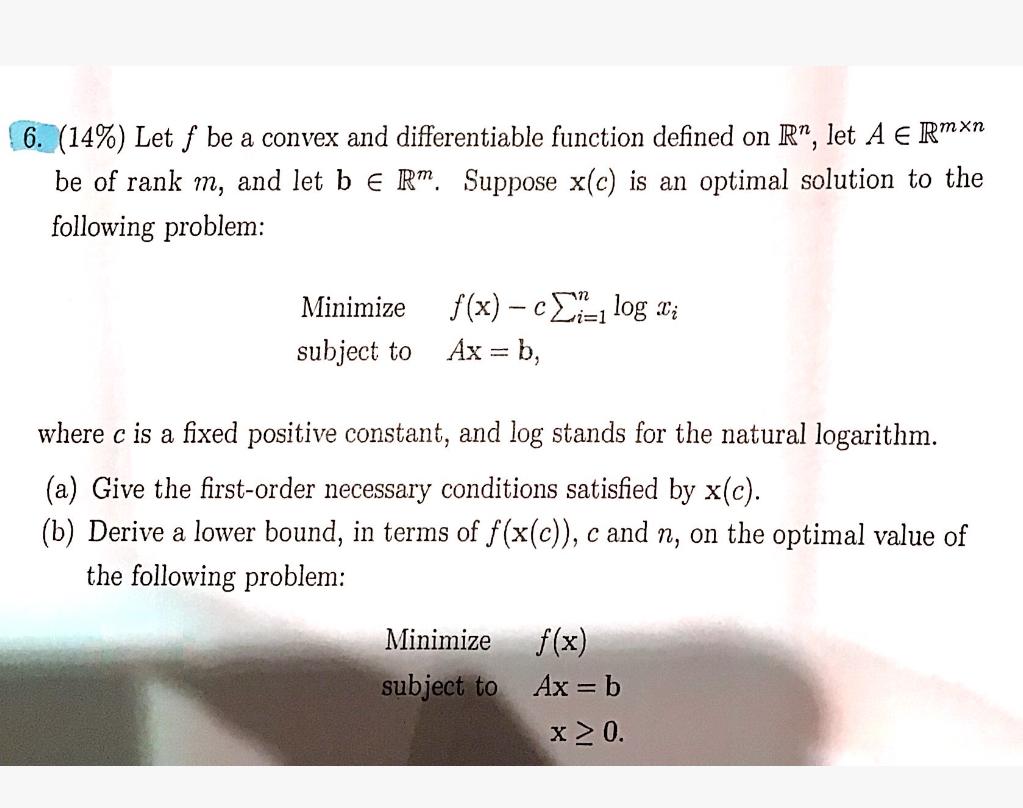 6. (14%) Let f be a convex and differentiable | Chegg.com