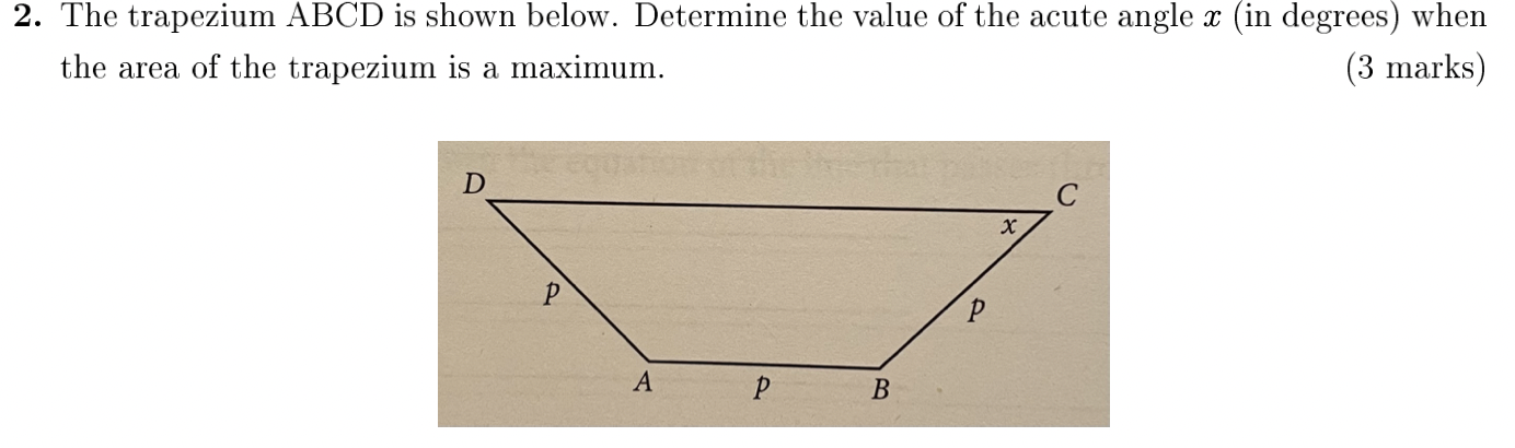 Solved 2. The trapezium ABCD is shown below. Determine the | Chegg.com