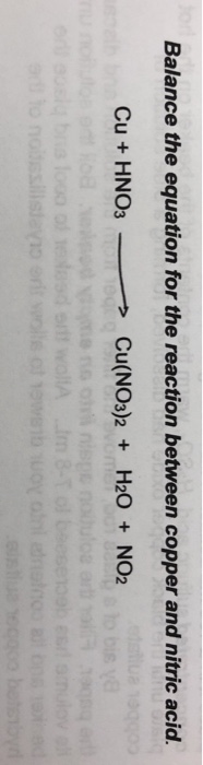 Solved Balance the equation for the reaction between copper | Chegg.com