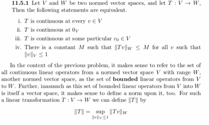 Solved 11.5.1 Let V and W be two normed vector spaces, and | Chegg.com