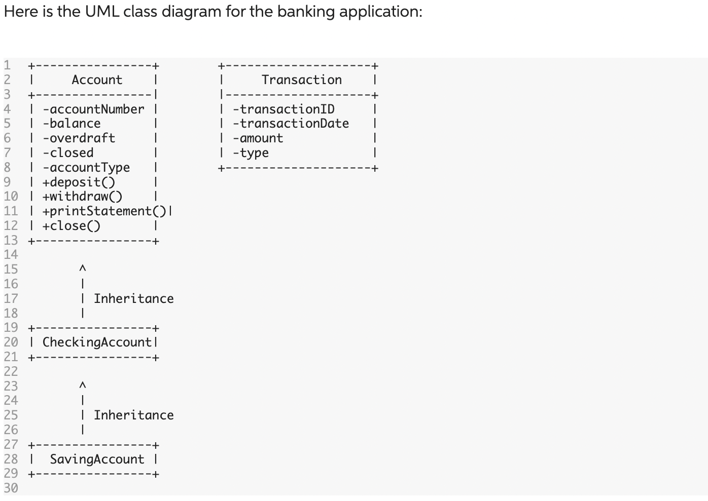 Solved Implement the banking application designed above to | Chegg.com