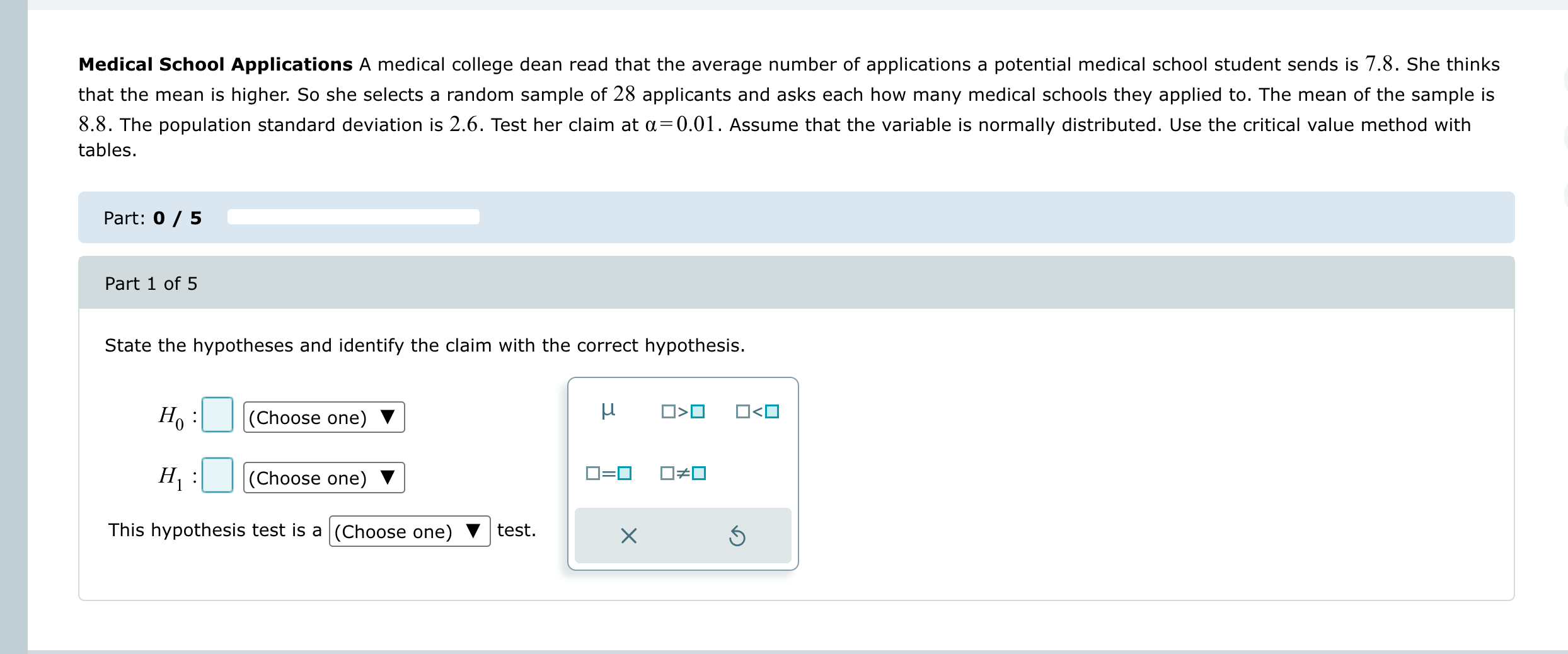 Solved Medical School Applications A medical college dean | Chegg.com