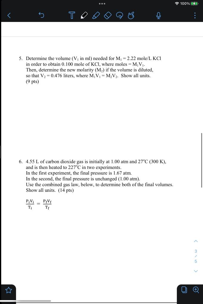 [Solved]: 5. Determine the volume ( left( mathrm{V}_{1}