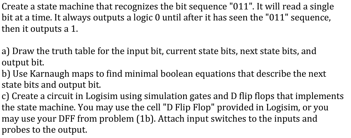 Solved Create a state machine that recognizes the bit | Chegg.com