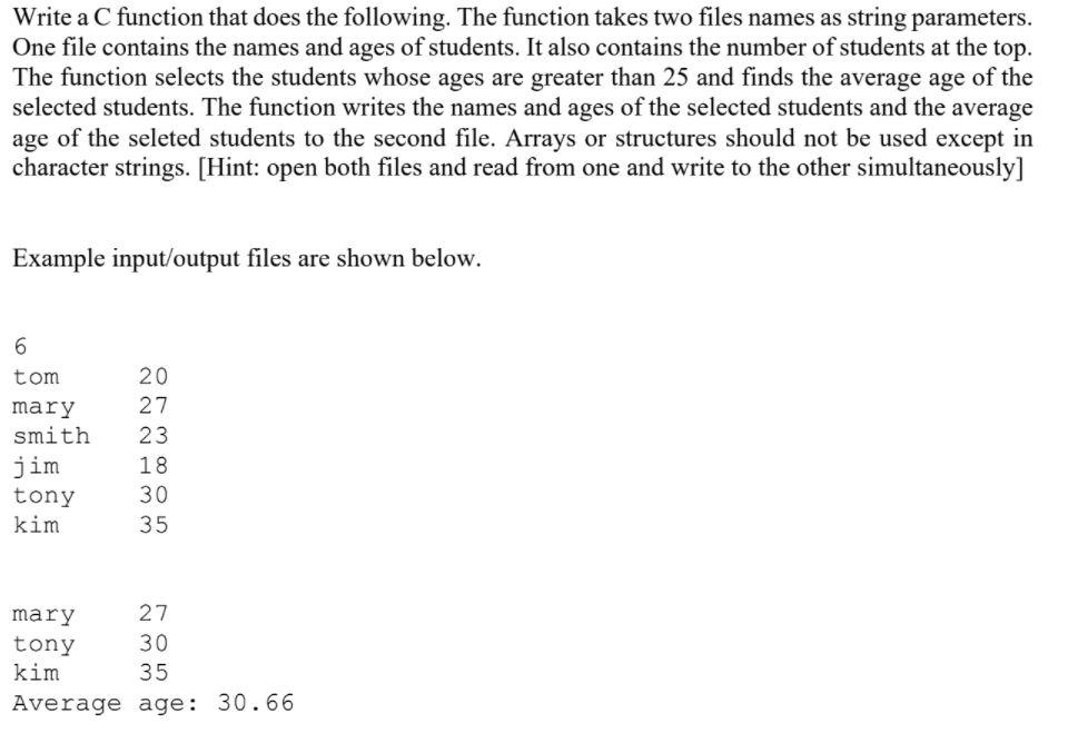 Solved Write a C function that does the following. The | Chegg.com