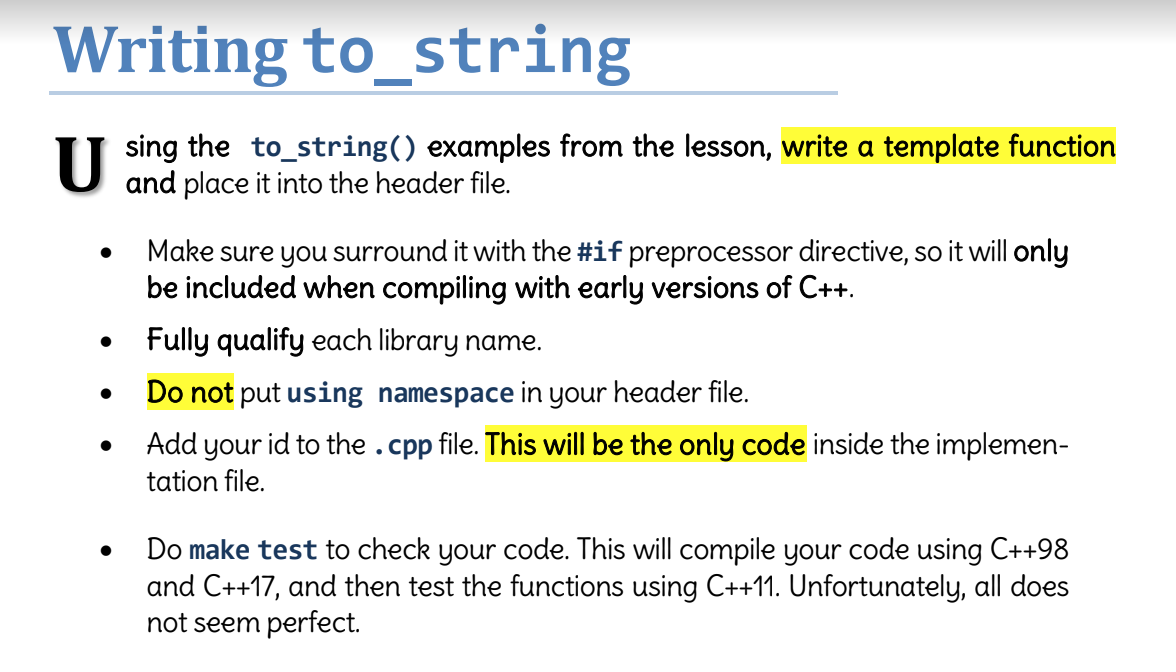Solved Using the to_string() examples from the lesson, write | Chegg.com