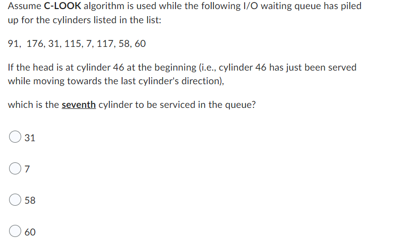 Solved Assume C-LOOK algorithm is used while the following | Chegg.com