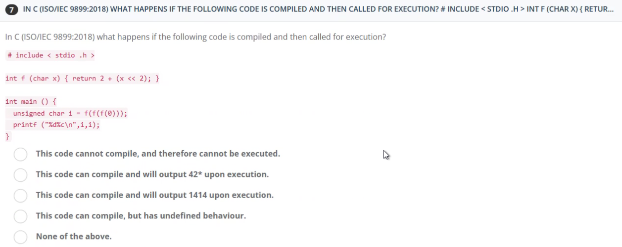 Solved 7 IN C (ISO/IEC 9899:2018) WHAT HAPPENS IF THE | Chegg.com