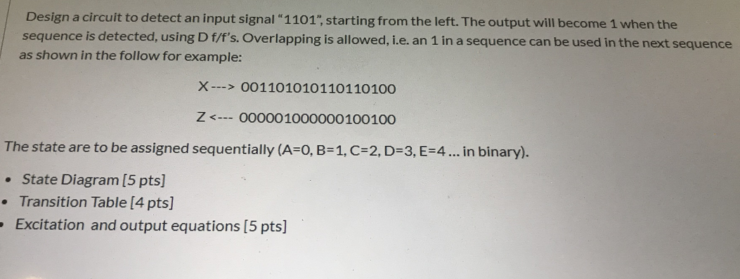 Solved Design a circuit to detect an input signal "1101", | Chegg.com