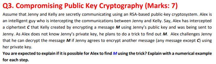 Solved Q3. Compromising Public Key Cryptography (Marks: 7) | Chegg.com
