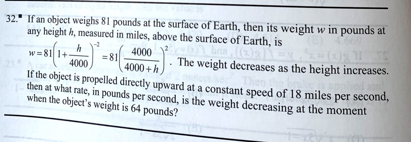 Solved -2 32.' If an object weighs 81 pounds at the surface | Chegg.com