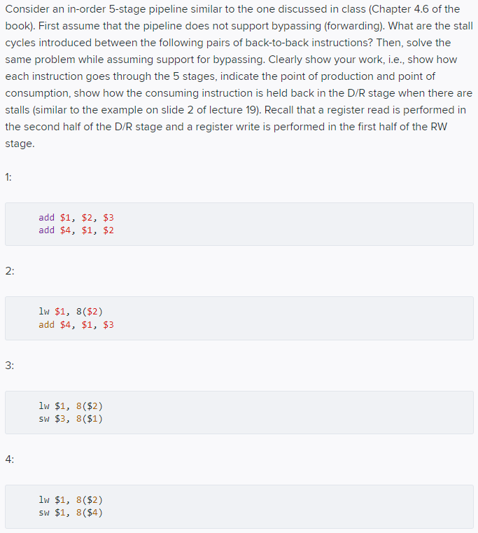 Solved Consider an in-order 5 -stage pipeline similar to the | Chegg.com