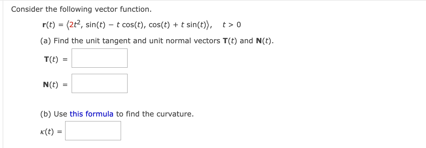 Solved Consider the following vector function. | Chegg.com