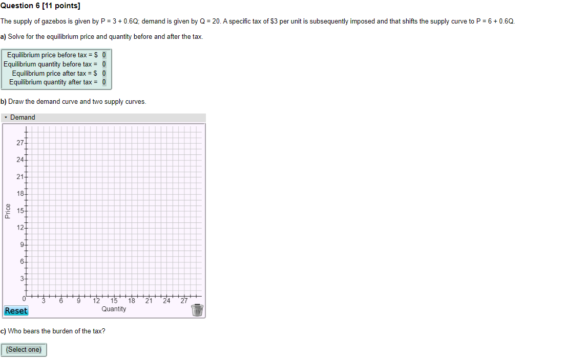 Solved Question 6 (11 points] The supply of gazebos is given | Chegg.com