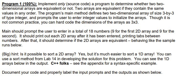 Solved Program 1 (100%): Implement only (source code) a | Chegg.com