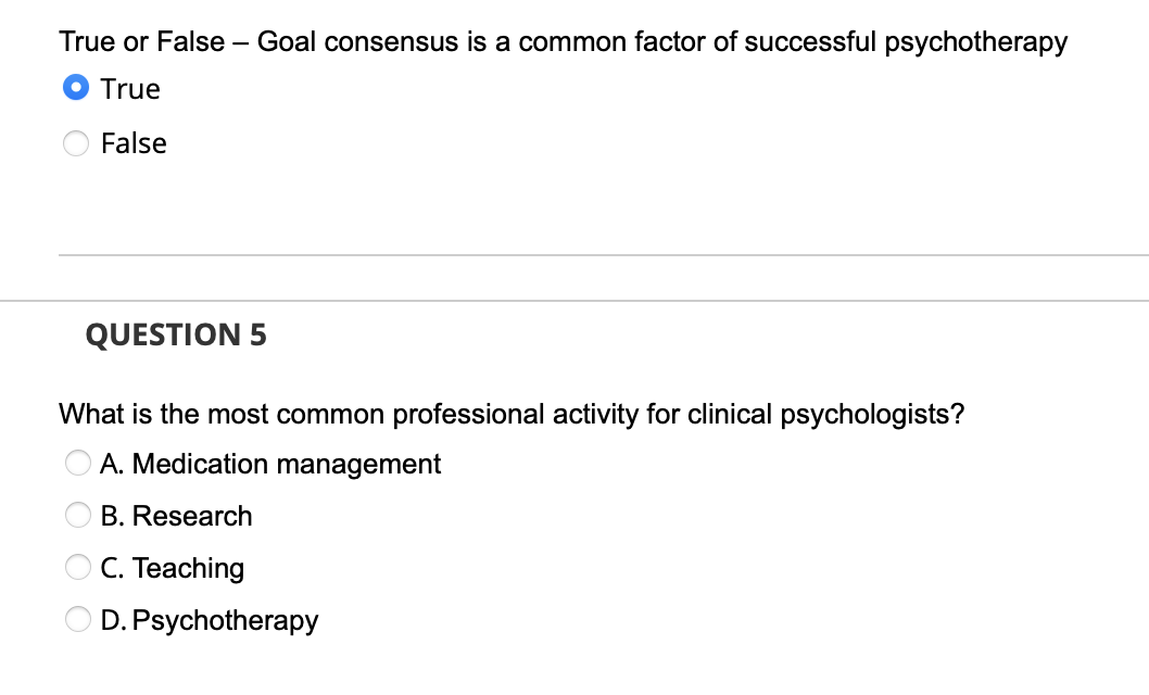 Solved True or False – Goal consensus is a common factor of | Chegg.com