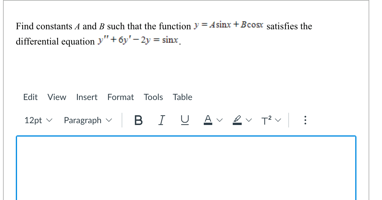 Solved Find constants A and B such that the function y = | Chegg.com