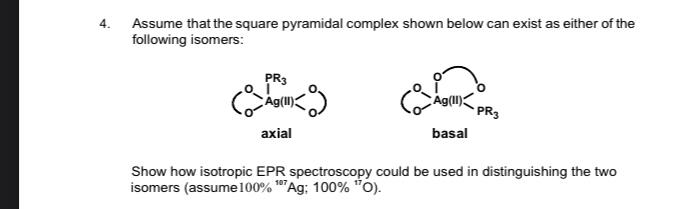 4. Assume that the square pyramidal complex shown | Chegg.com