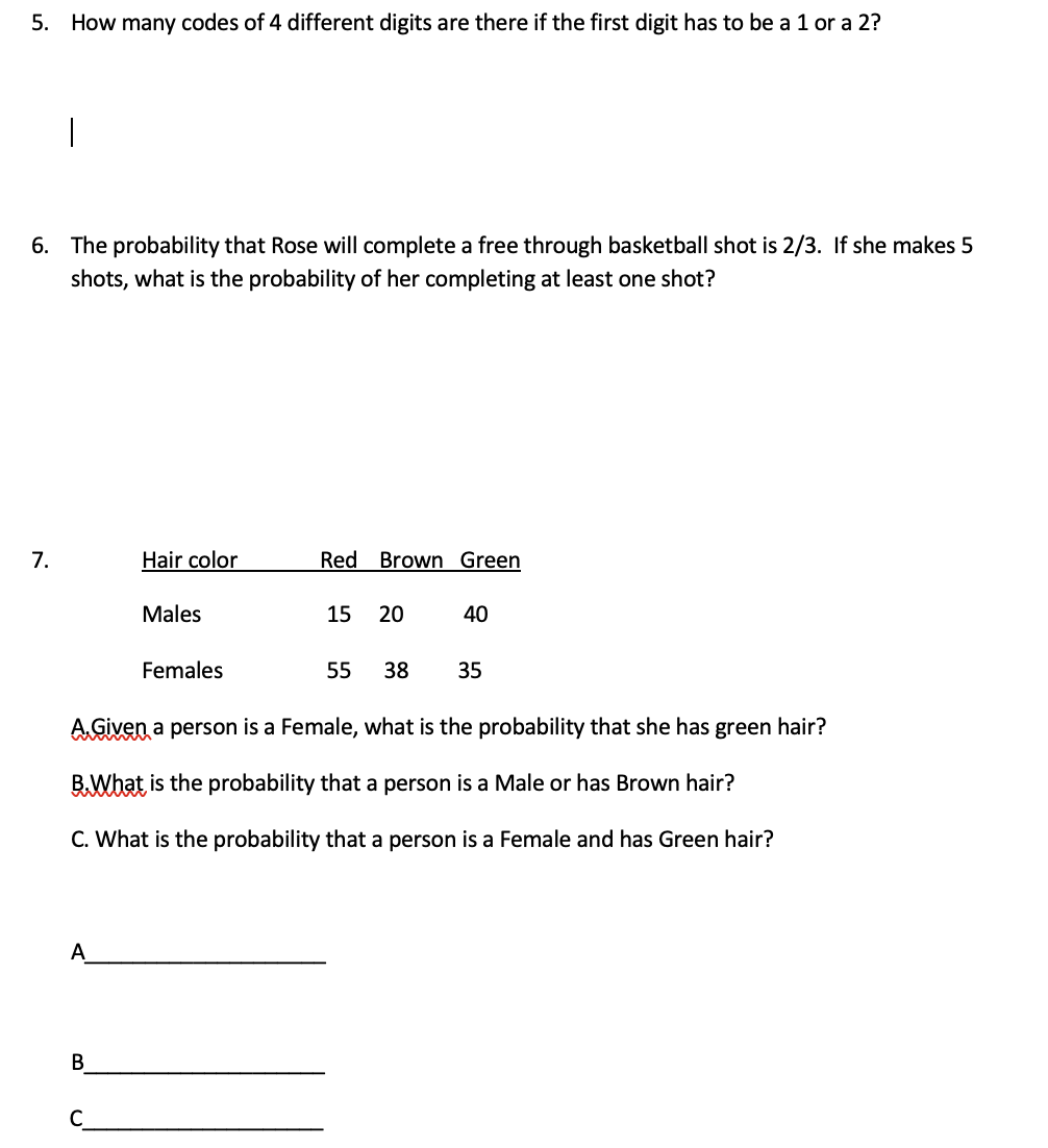 Solved 5. How many codes of 4 different digits are there if | Chegg.com