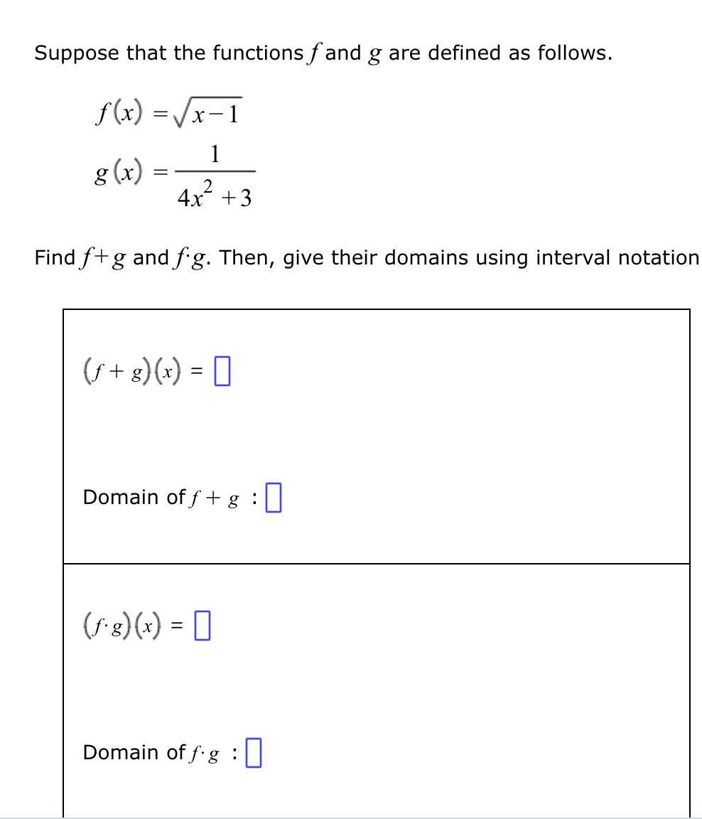 Suppose That The Functions F and G are Defined As