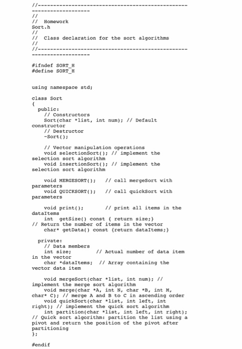 Solved #include #include "Sort . h" using namespace std; | Chegg.com