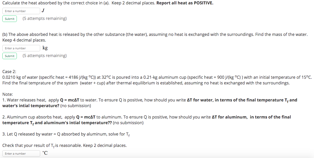 Solved Temperature Change and Heat Capacity - Calorimetry- | Chegg.com