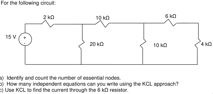 Solved For the following circuit: a) Identify and count the | Chegg.com