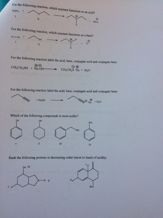 Solved For the following reaction, which reactant functions | Chegg.com