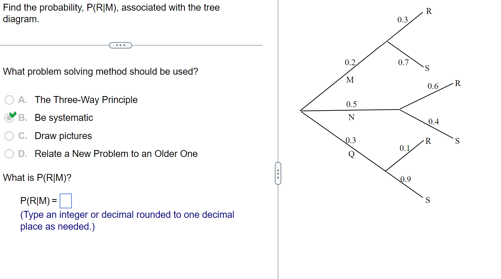 Solved Find the probability, P(RIM), associated with the | Chegg.com