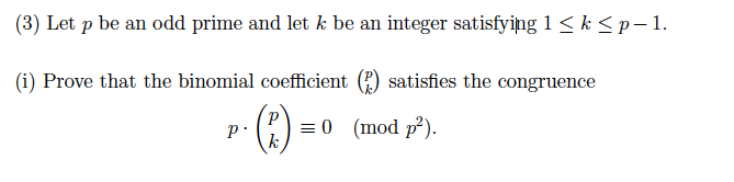 Solved (3) Let p be an odd prime and let k be an integer | Chegg.com