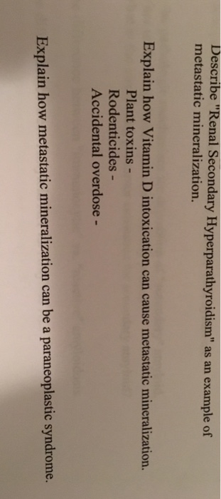 Solved Describe "Renal Secondary Hyperparathyroidism | Chegg.com