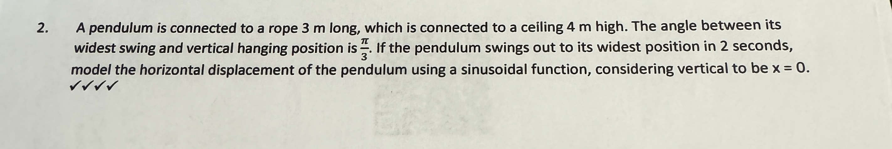 Solved A pendulum is connected to a rope 3 ﻿m long, which is | Chegg.com