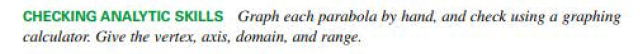 Solved CHECKING ANALYTIC SKILLS Graph each parabola by hand, | Chegg.com