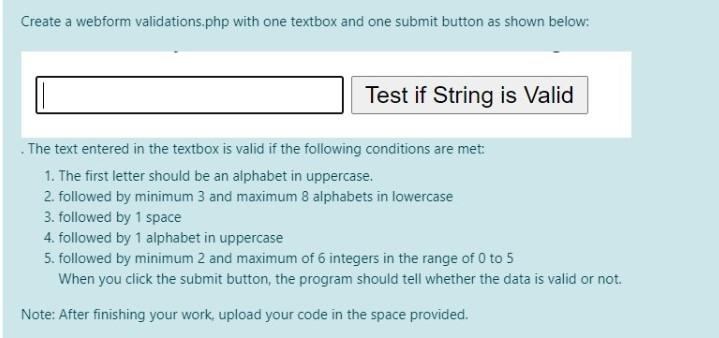 Solved Create a webform validations.php with one textbox and | Chegg.com